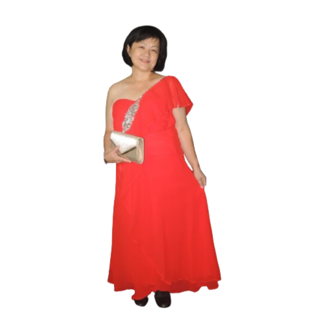 One Shoulder Red Diamond Evening Dress [Rental for 4 days] – Partymix