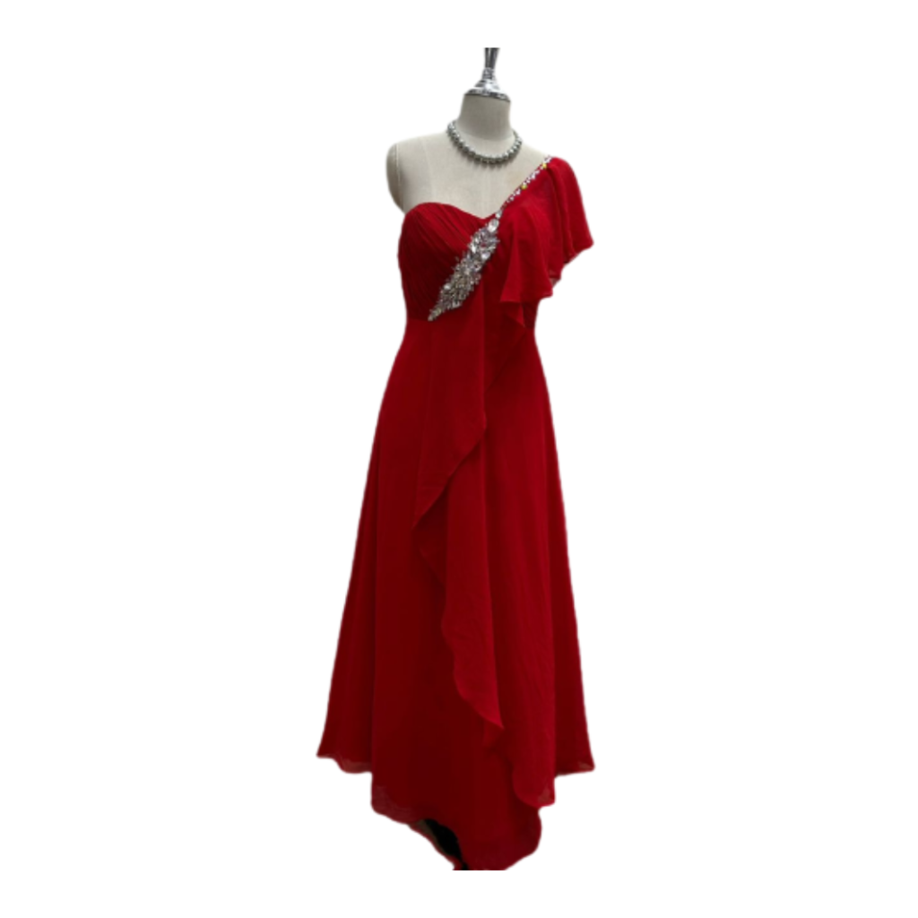 One Shoulder Red Diamond Evening Dress [Rental for 4 days] – Partymix