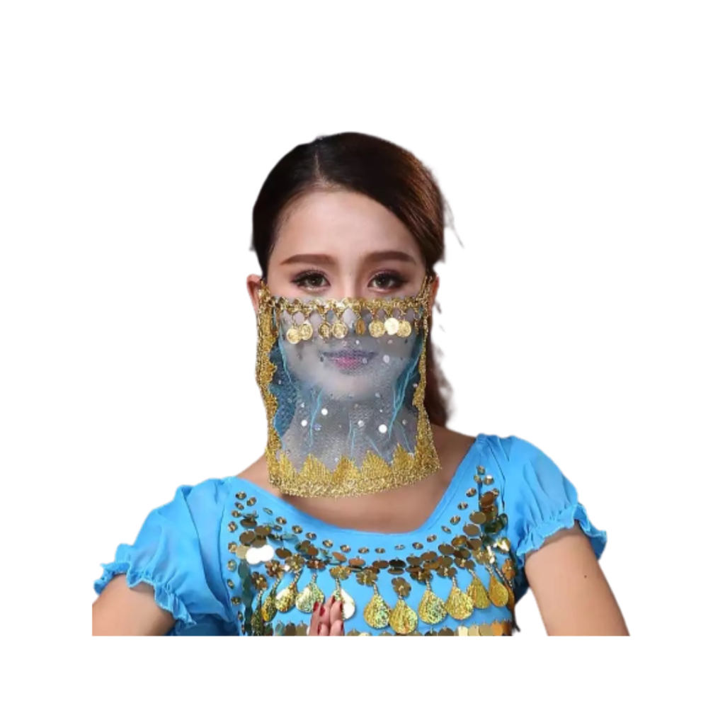 Belly Dancer Face Veil (Light Blue) [Rental for 4 days] – Partymix